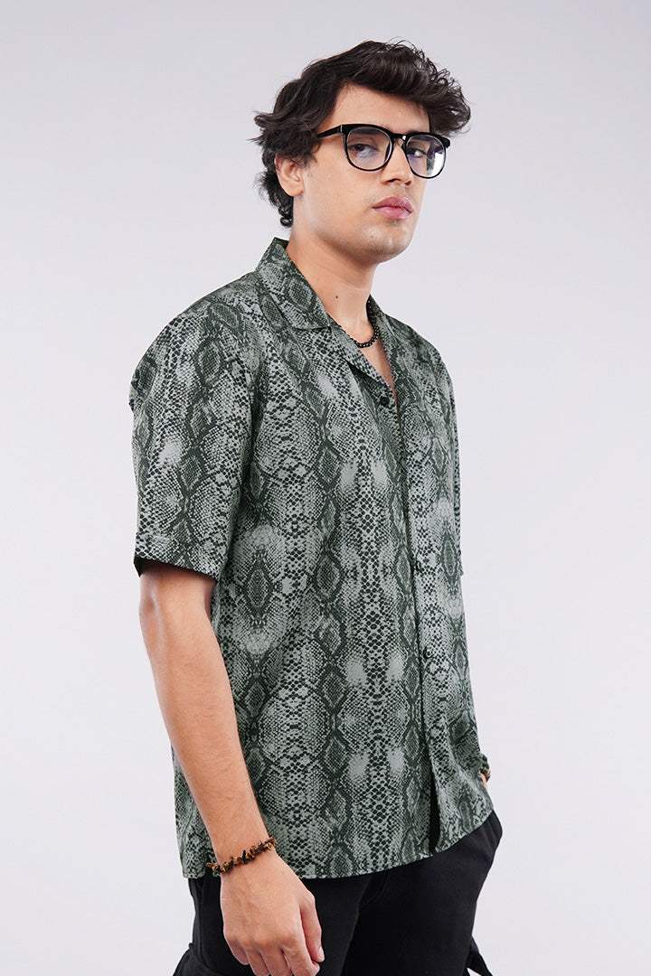 Python Printed Cuban Shirt - Green – Mendeez