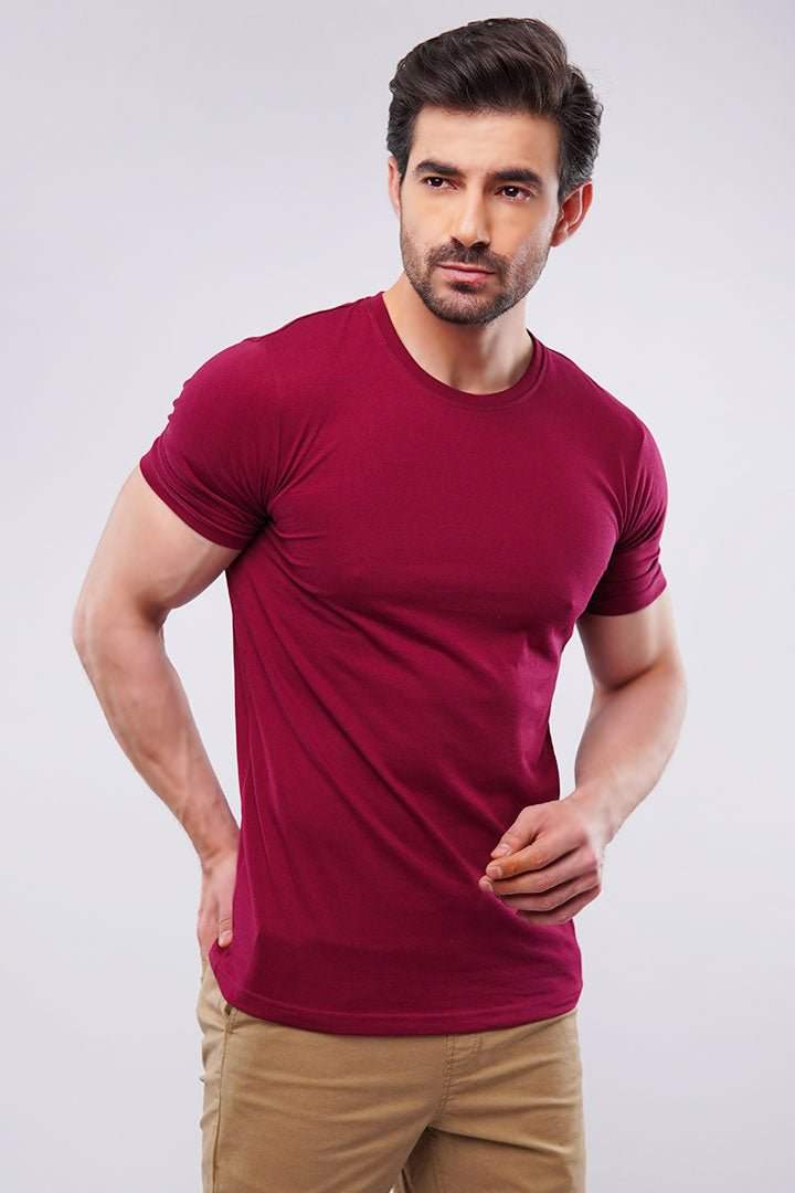 Buy Crew Neck T-Shirt - Maroon Online in Pakistan from Mendeez